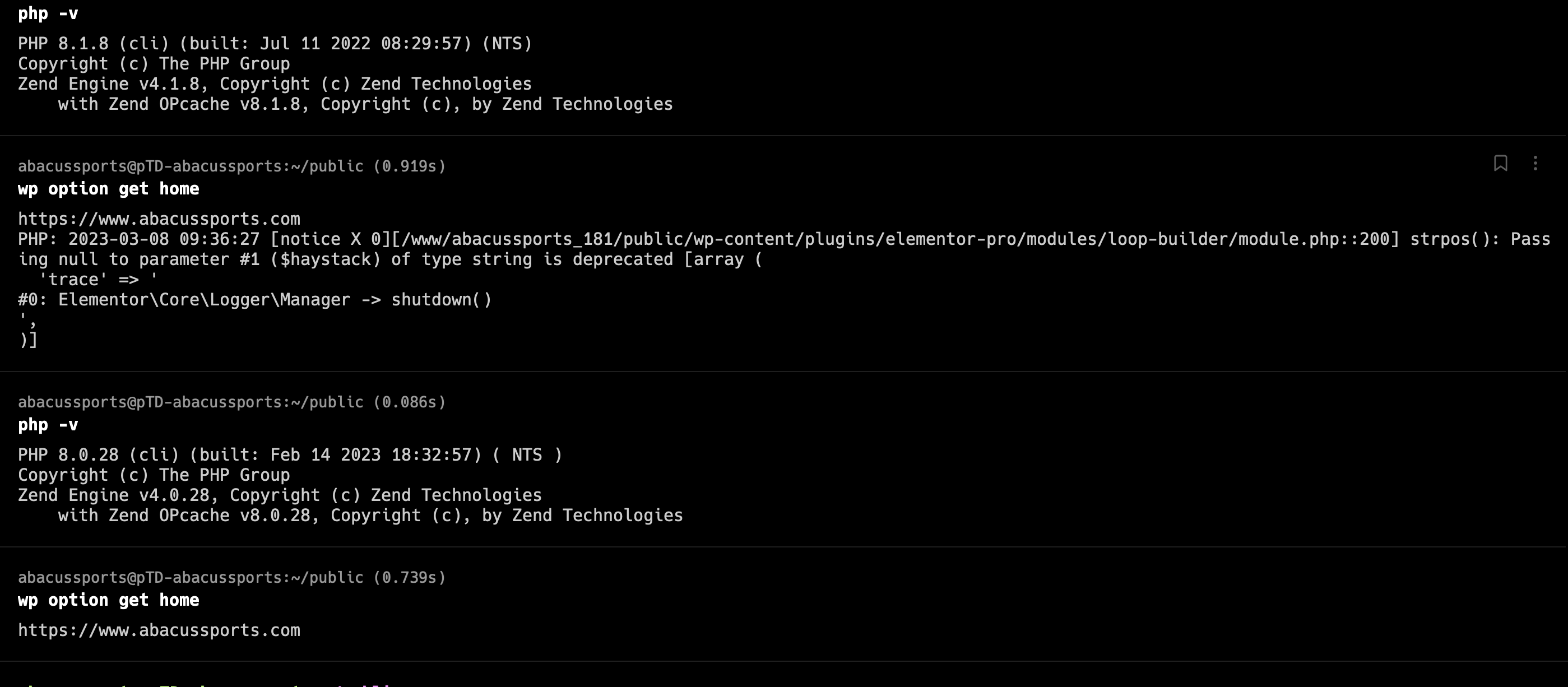🐞 Bug Report: Elementor pro spoils wp-cli ouput with message about bad types in some cases - [ED ...