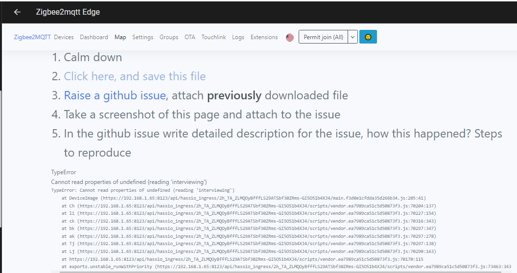 It just crashed somehow · Issue #1260 · nurikk/zigbee2mqtt-frontend · GitHub