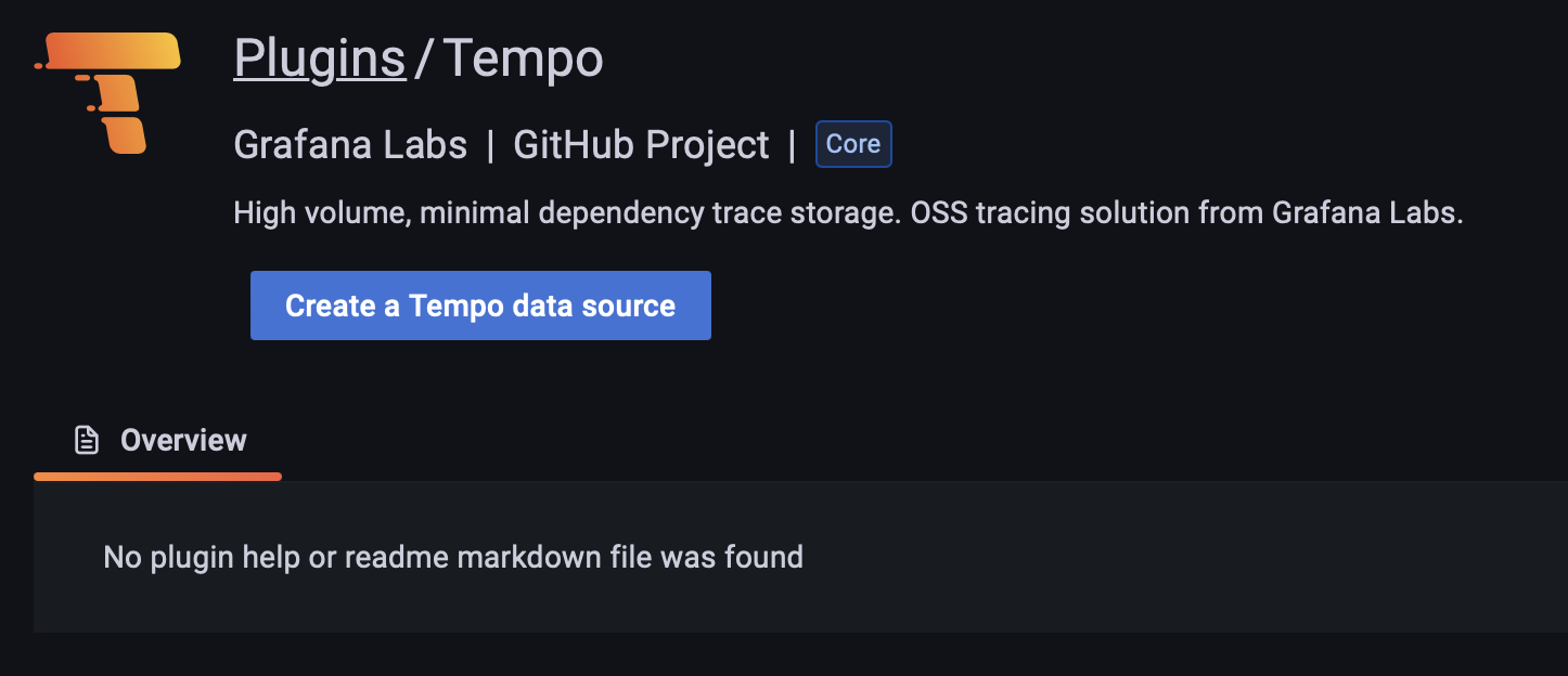add a readme file for the Tempo datasource plugin · Issue #47474 · grafana/grafana · GitHub