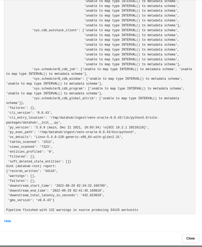 Ingestion status not change when job finished · Issue #5754 · datahub-project/datahub · GitHub