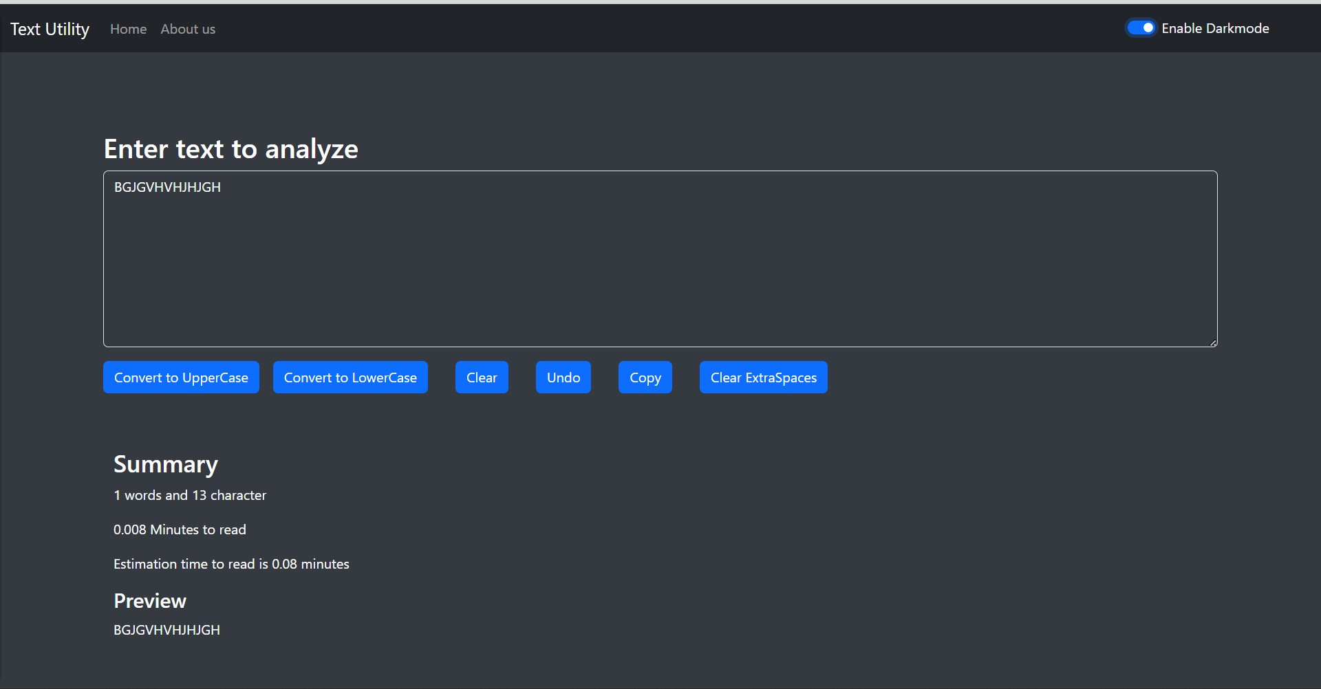 GitHub - BoyapatiShreeHarsha/TextUtility: Learning the function based components in React js