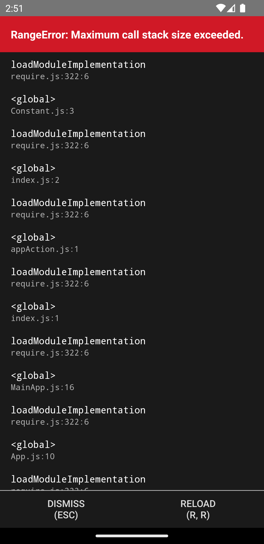 RangeError: Maximum call stack size exceeded, js engine: hermes when upgrading to 0.64 from 0.63 ...