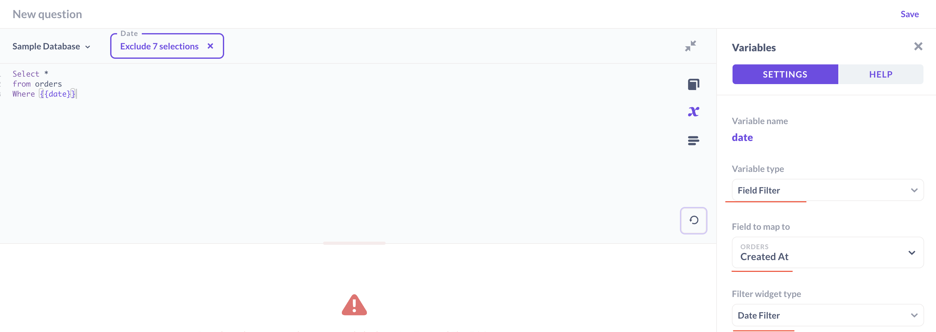 Exclude Field Filter On Native Query Breaks If You Select A Value To Exclude · Issue 26861