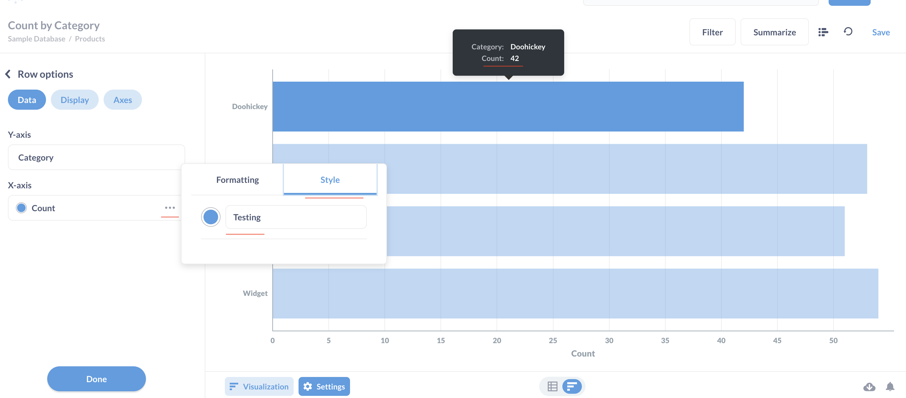X-axis style name change doesn't get reflected on Row Chart · Issue #27944 · metabase/metabase ...