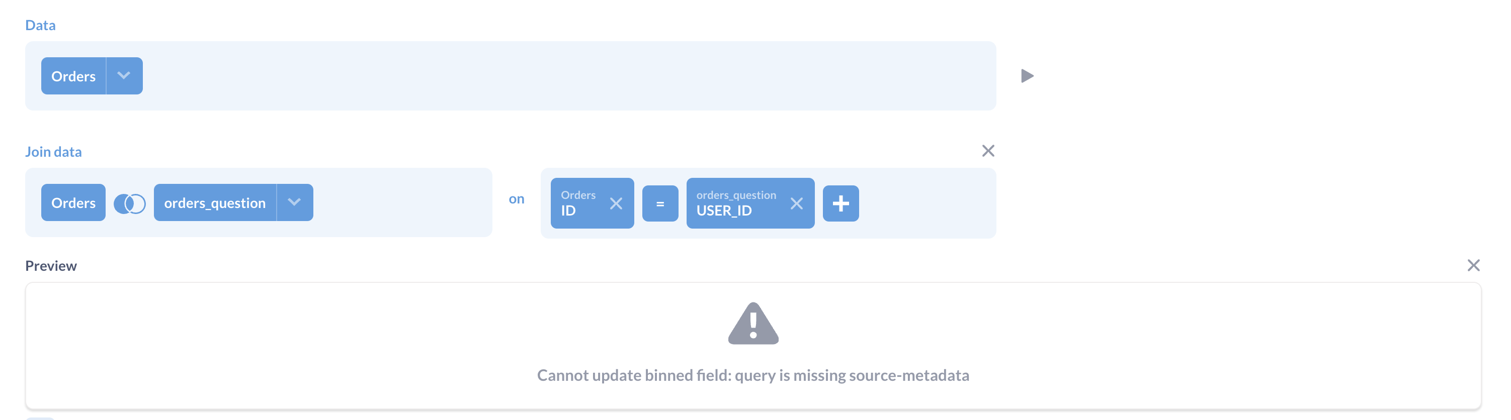 Metadata is required when trying join on an SQL based questions · Issue #29795 · metabase ...