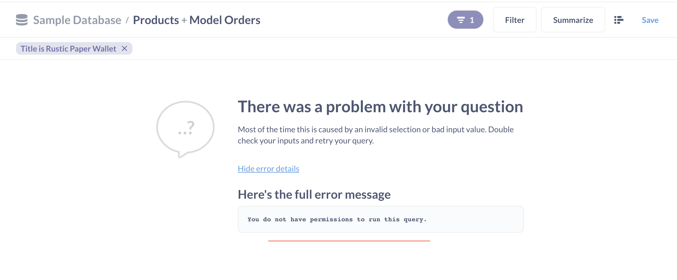 Models created in SQL joined in a GUI question requires Native query editing permissions to be ...