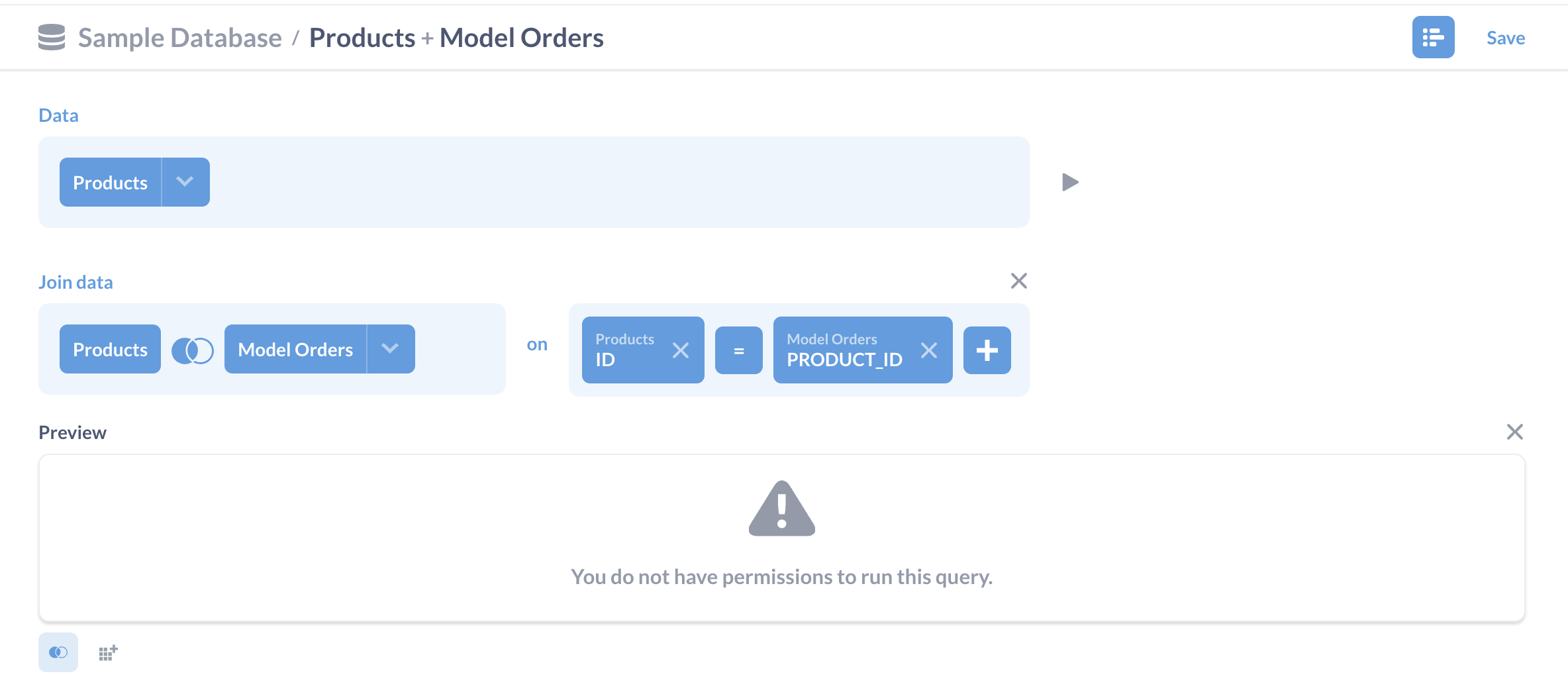 Models created in SQL joined in a GUI question requires Native query editing permissions to be ...