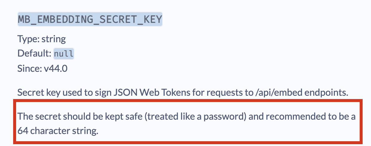 Avoid unnecessarily exposing the embedding secret · Issue #30354 · metabase/metabase · GitHub