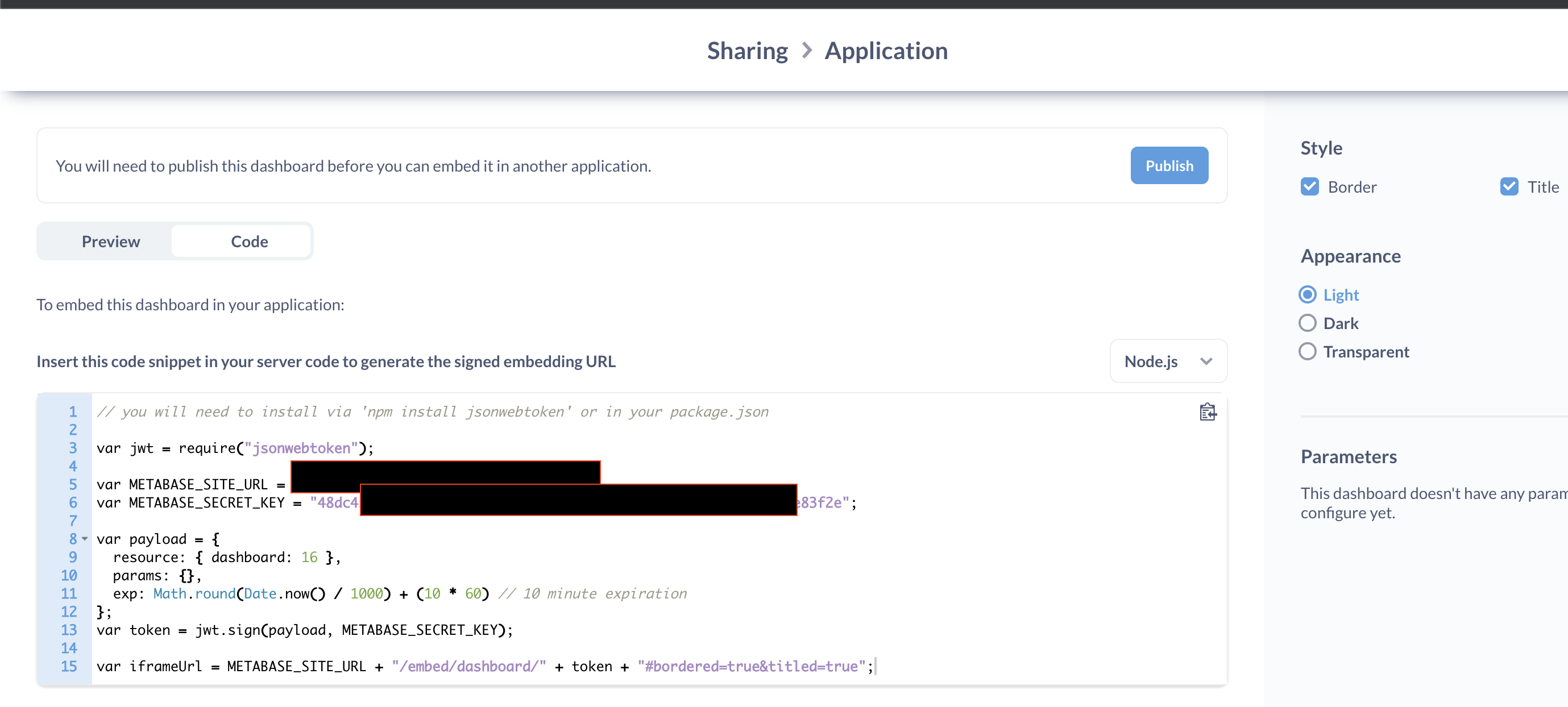 Avoid unnecessarily exposing the embedding secret · Issue #30354 · metabase/metabase · GitHub