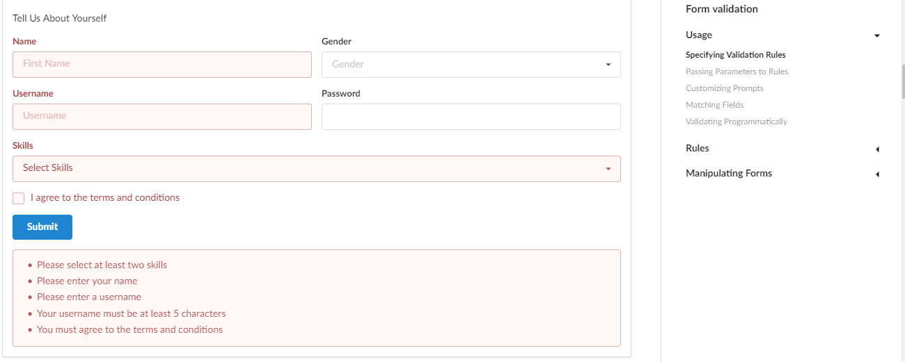 Form Validation Not Working With Dropdown