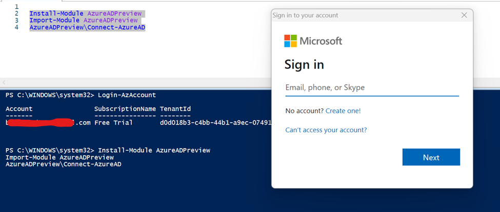 Error invoking AzureADPreview\Connect-AzureAD · Issue #107073 · MicrosoftDocs/azure-docs · GitHub