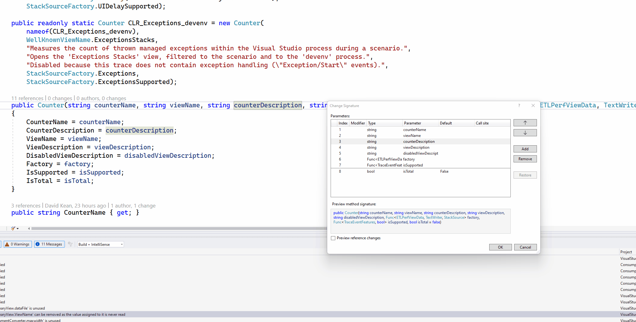 "Preview referenced changes" on Change Signature dialog doesn't preview changes · Issue #63831 ...
