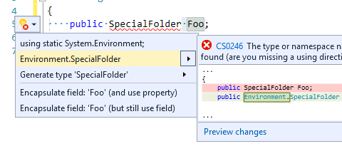 Don't get offered to "fully qualify" a nested type in a field declaration if you haven't ...