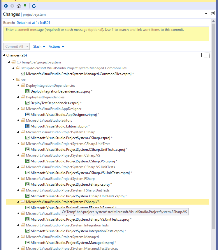 Switching between branches that contains PackageReference changes causes the project file to be ...