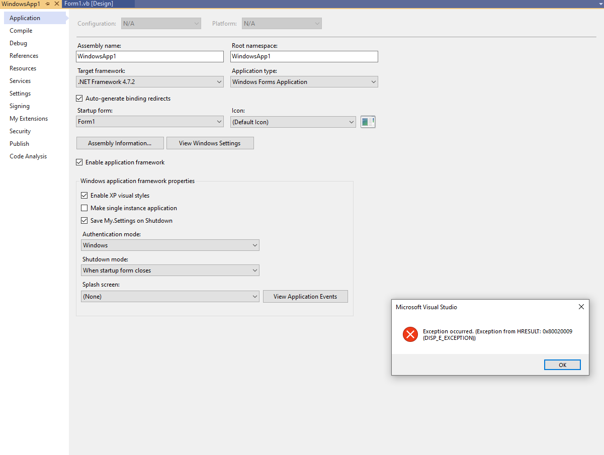 Regression View Windows Settings Button Throws Error · Issue 5350 · Dotnetproject System