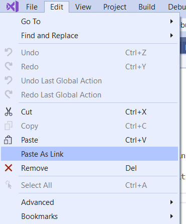 Feature: Paste as Link · Issue #5779 · dotnet/project-system · GitHub