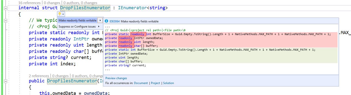 "Make struct fields writable" needs to list the actual reason · Issue #41981 · dotnet/roslyn ...