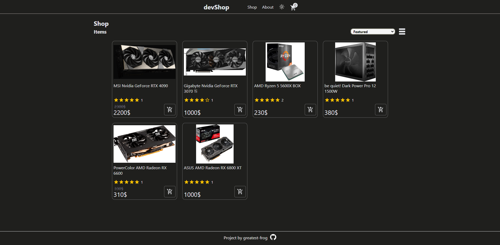 GitHub - greatest-frog/devShop: E-commerce shop on React