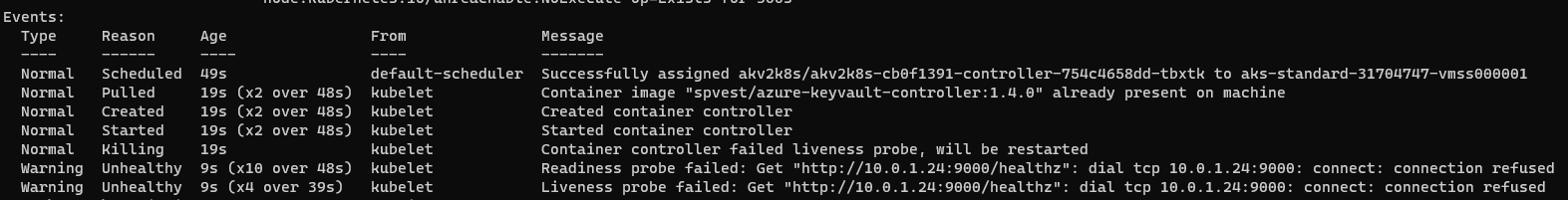 Error Liveness probe failed and Readiness probe failed in chartversion akv2k8s-2.4.2 · Issue ...