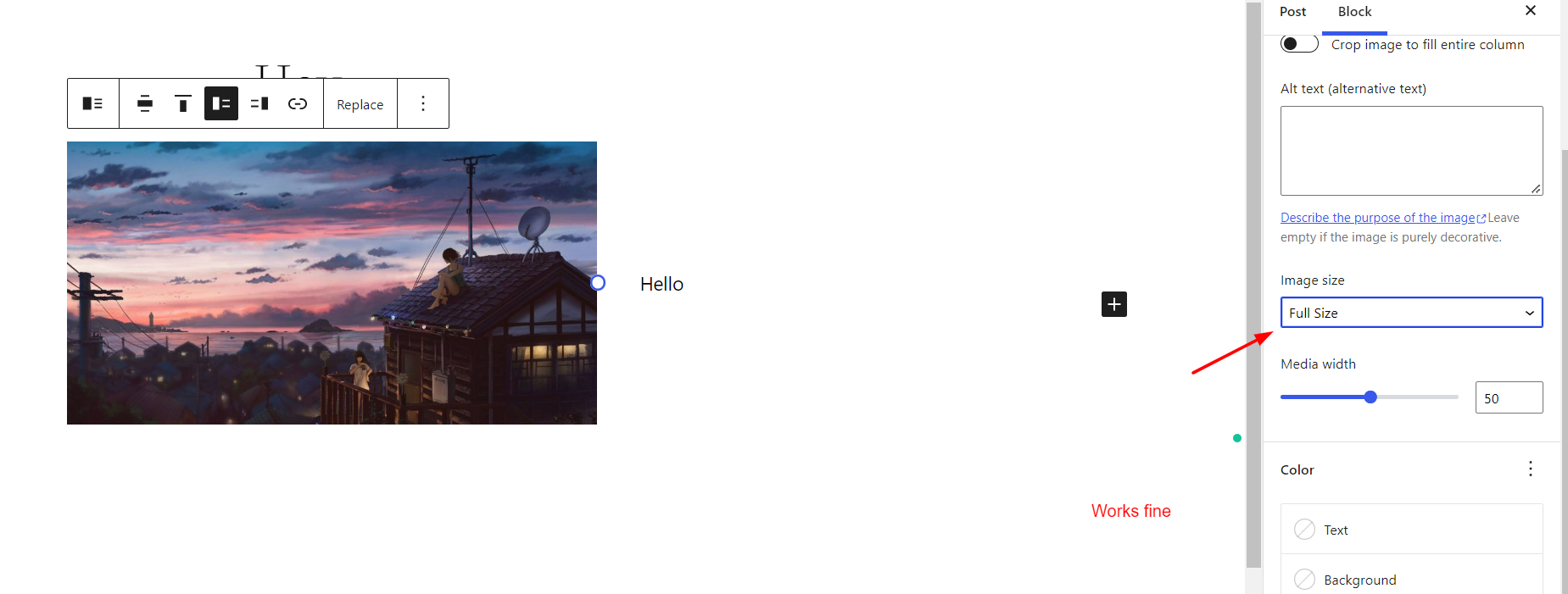 Media and text Block : Image is getting blurred when we use "Thumbnail and Medium" size options ...