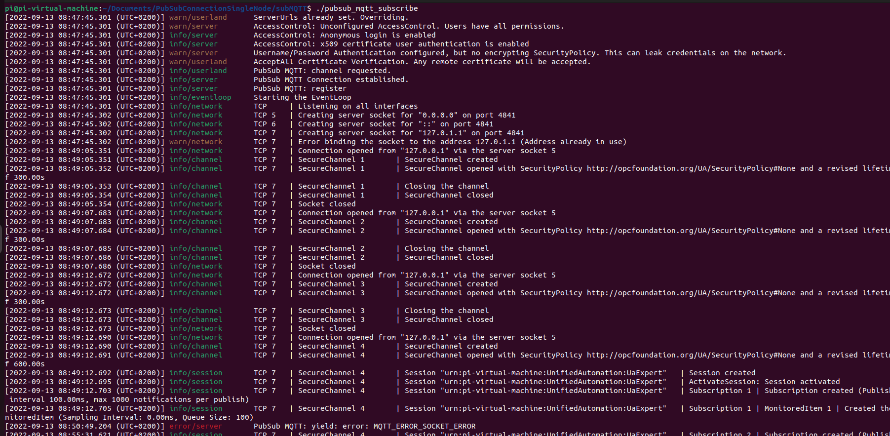 Learn open62541 - subscribe using mqtt · Issue #5334 · open62541/open62541 · GitHub