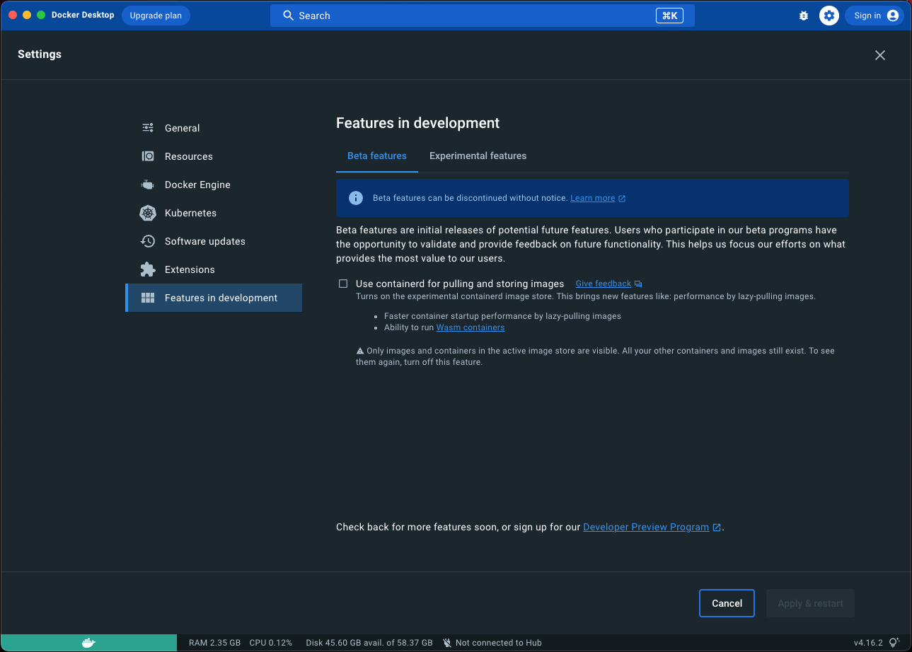 (Docker apple M1) Invalid mapping of address 0x40080f9000 in reserved address space below ...