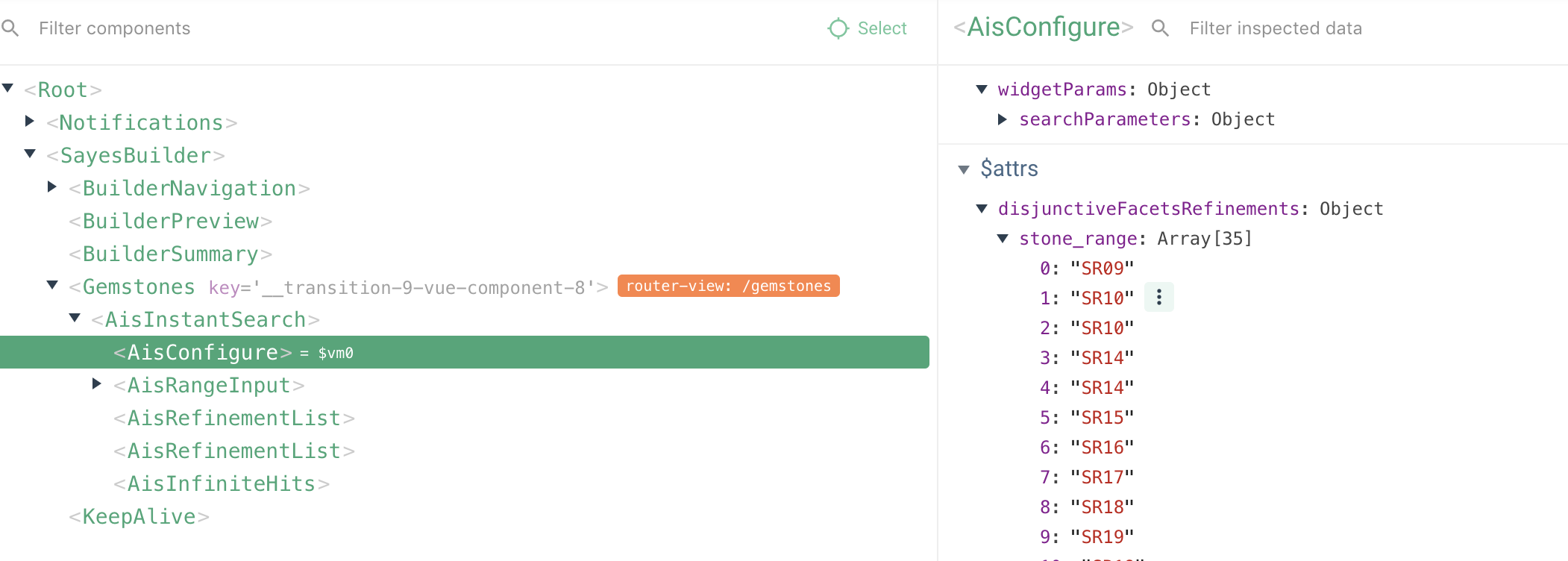 Filters prop on ais-configure is not applied dynamically from version 2.0.0 and higher · Issue ...