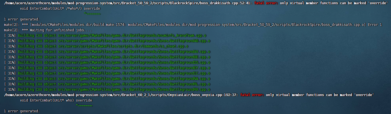 The module cannot be compiled. · Issue #306 · azerothcore/mod-progression-system · GitHub