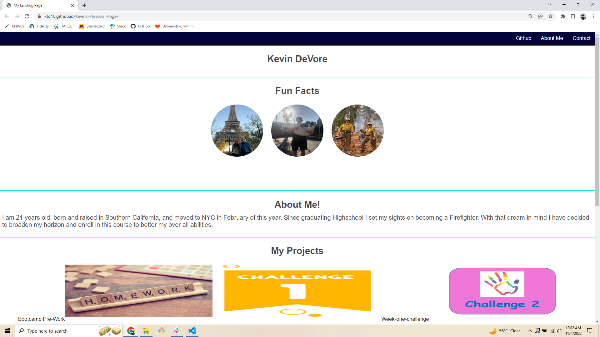 GitHub - KTD10/Kevins-Personal-Page: Week two challenge: Create a ...