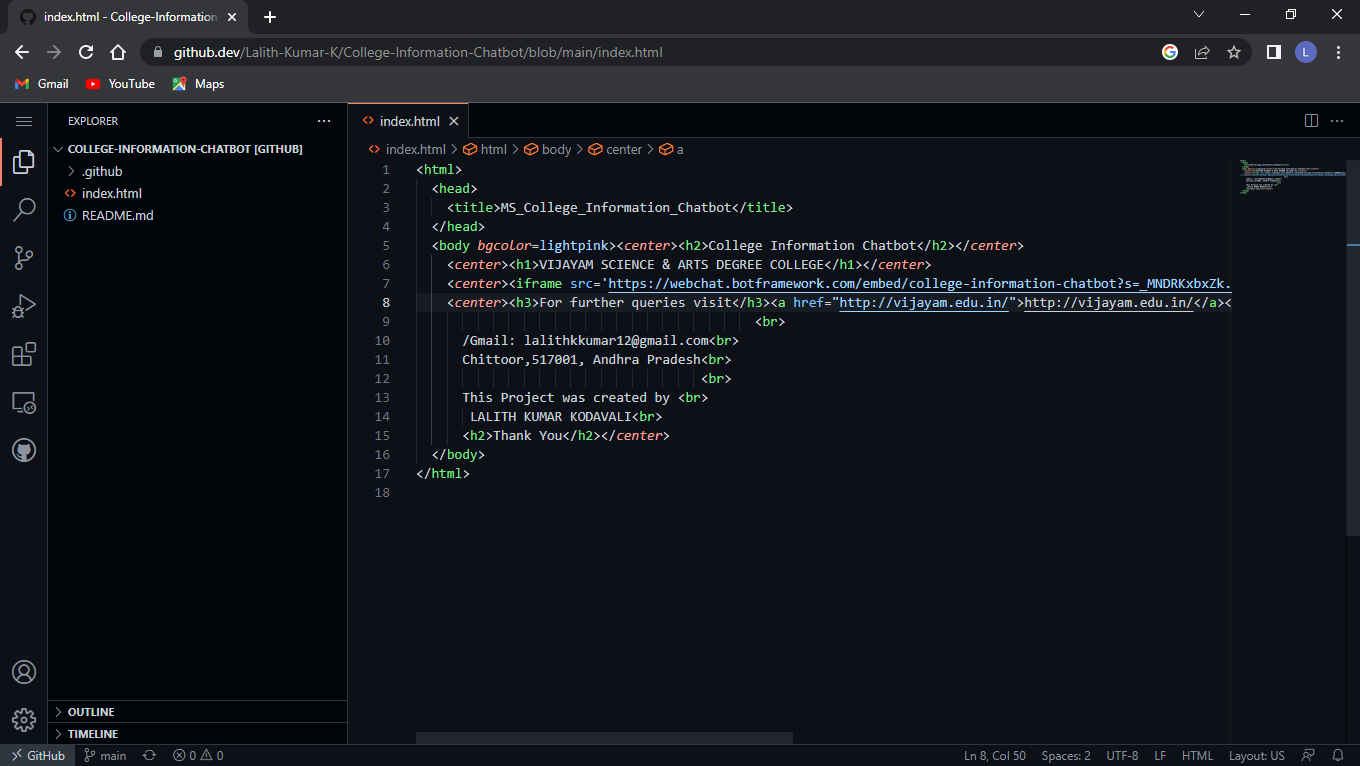 GitHub - Lalith-Kumar-K/College-Information-Chatbot: This chatbot is ...