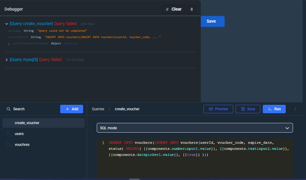 get Error query could not be completed · Issue #6254 · ToolJet/ToolJet · GitHub