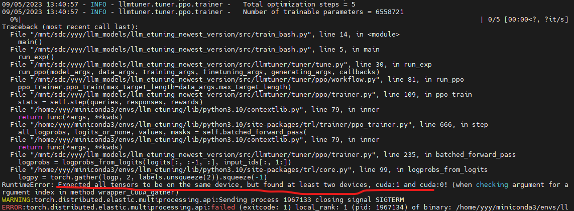 baichuan13b-chat进行zero2+ppo训练，使用了两块卡，报错 · Issue #794 · hiyouga/LLaMA-Factory · GitHub