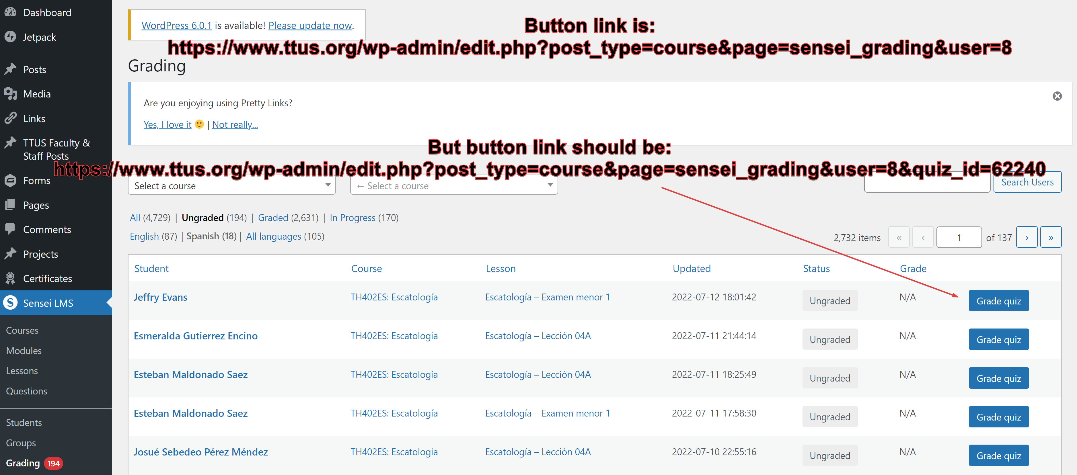 Quiz submissions not working properly, for students and teachers · Issue #5351 · Automattic ...