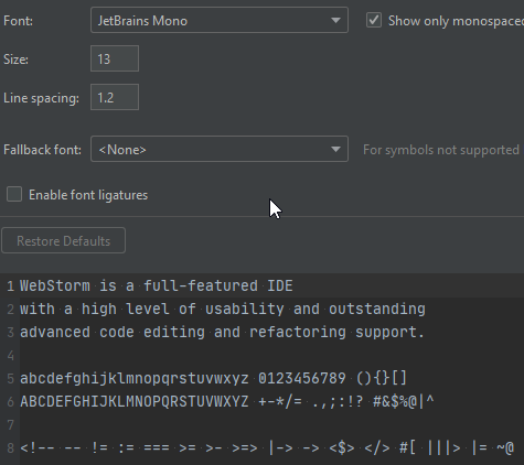JetBrains Mono taller than before in WebStorm 2020.1 · Issue #199 · JetBrains/JetBrainsMono · GitHub