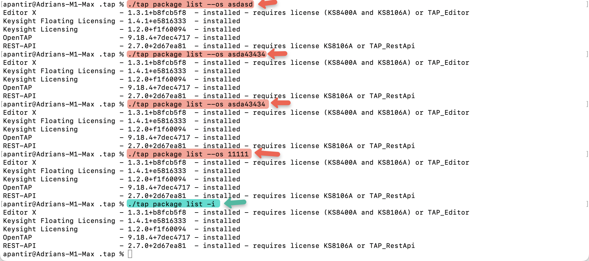 "tap package list --os" should show an error with an invalid argument · Issue #732 · opentap ...