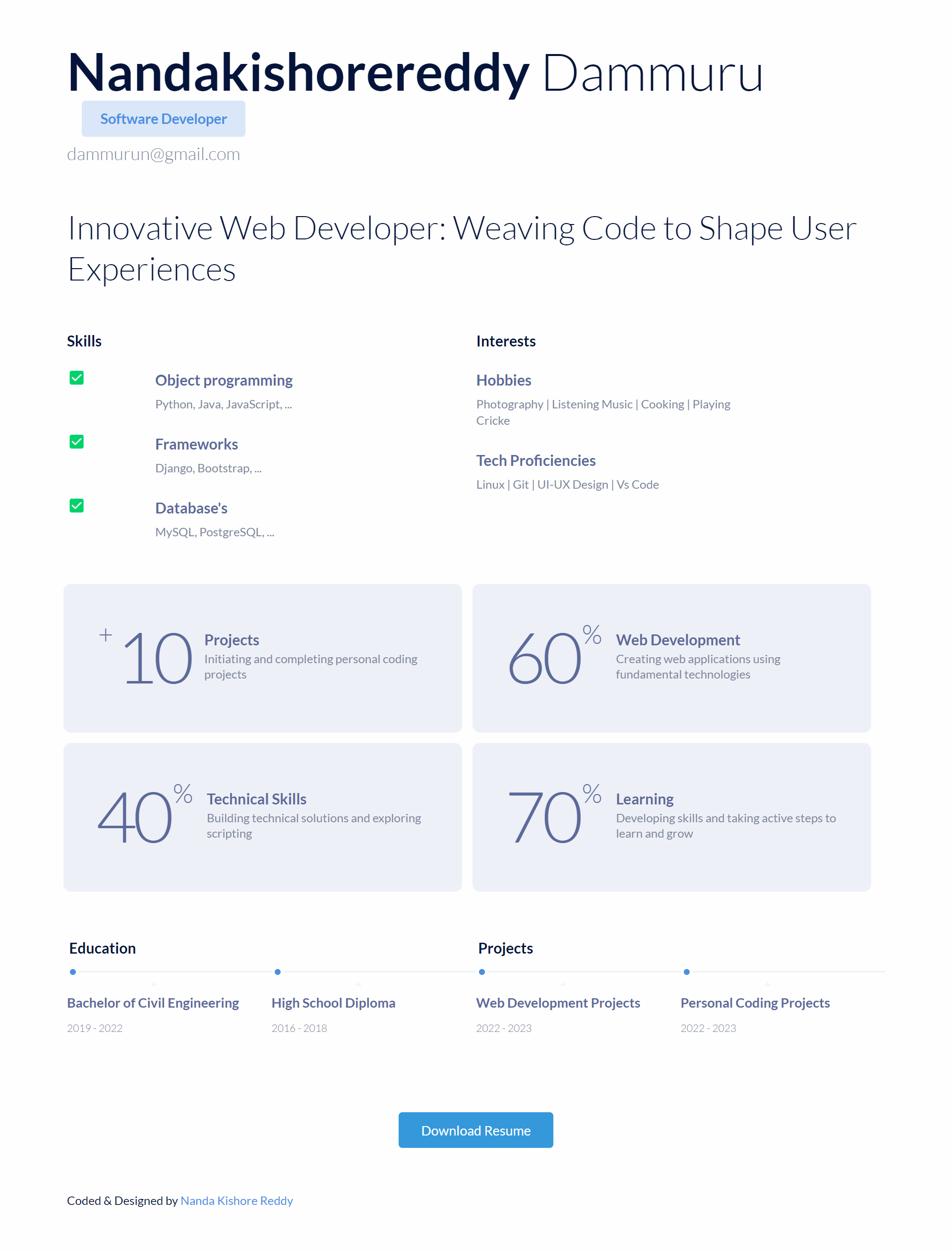 GitHub - Nandareddy7/Personal_Website: Created a Diligent and interactive web app to showcase my ...