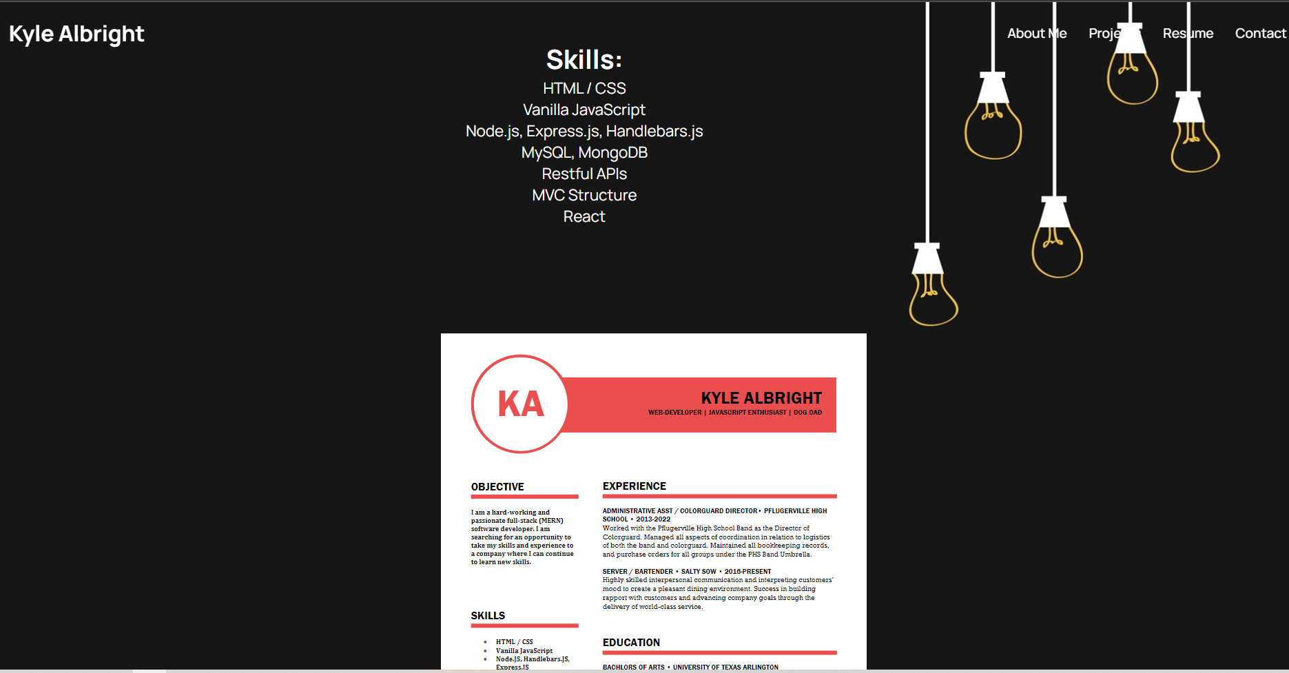 GitHub - KyleAlbright/ReactPortfolio: React Portfolio