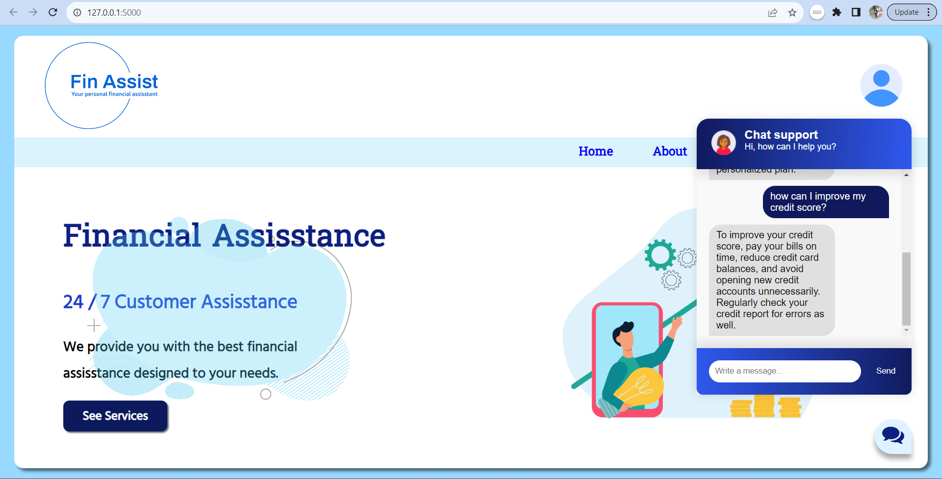 GitHub - anwesa-sinha/Financial-assist-chatbot: A Financial Advisor landing page with a chatbot