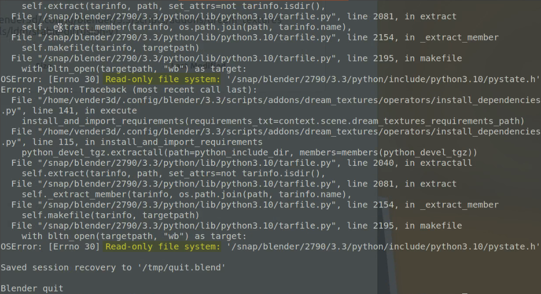 Installing Dependencies On Linux Blender Snap Version · Issue 34 · Carson Katridream Textures