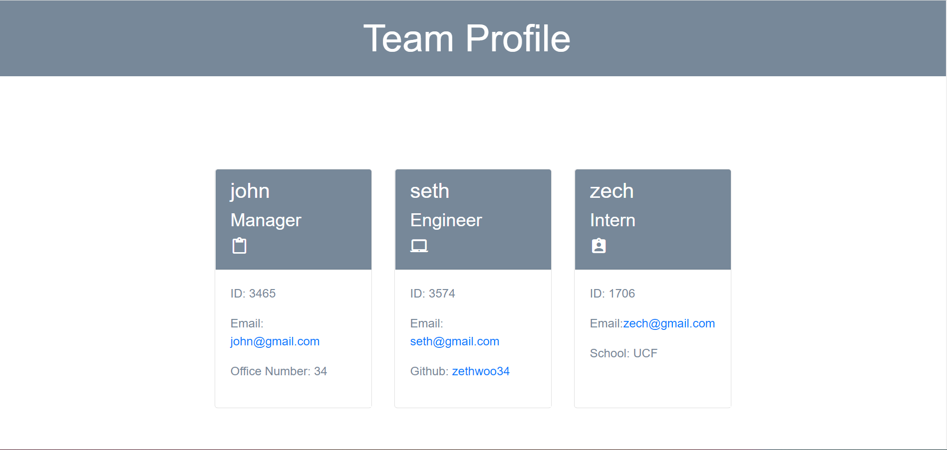 GitHub - Zechariahmn/Team-profile-generator: An application that ...