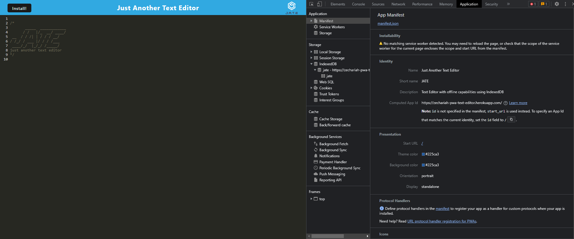 GitHub - Zechariahmn/PWA-text-editor: An application that allows users to create code snippets ...