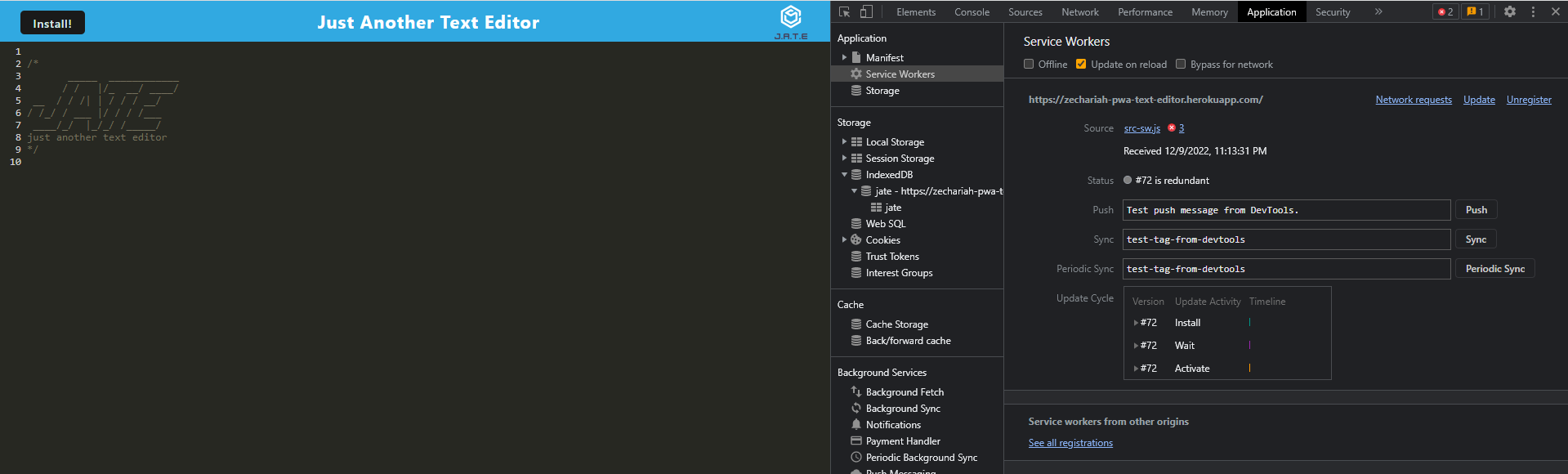 GitHub - Zechariahmn/PWA-text-editor: An application that allows users to create code snippets ...