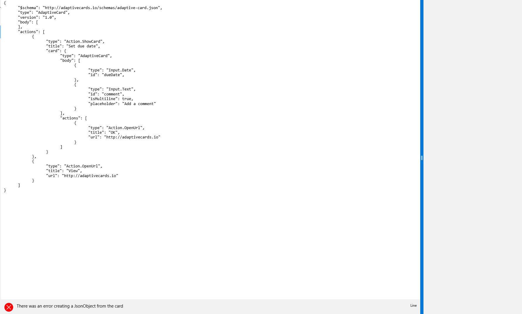 Action.NoBody.json Fails on UWP · Issue #1961 · microsoft/AdaptiveCards · GitHub