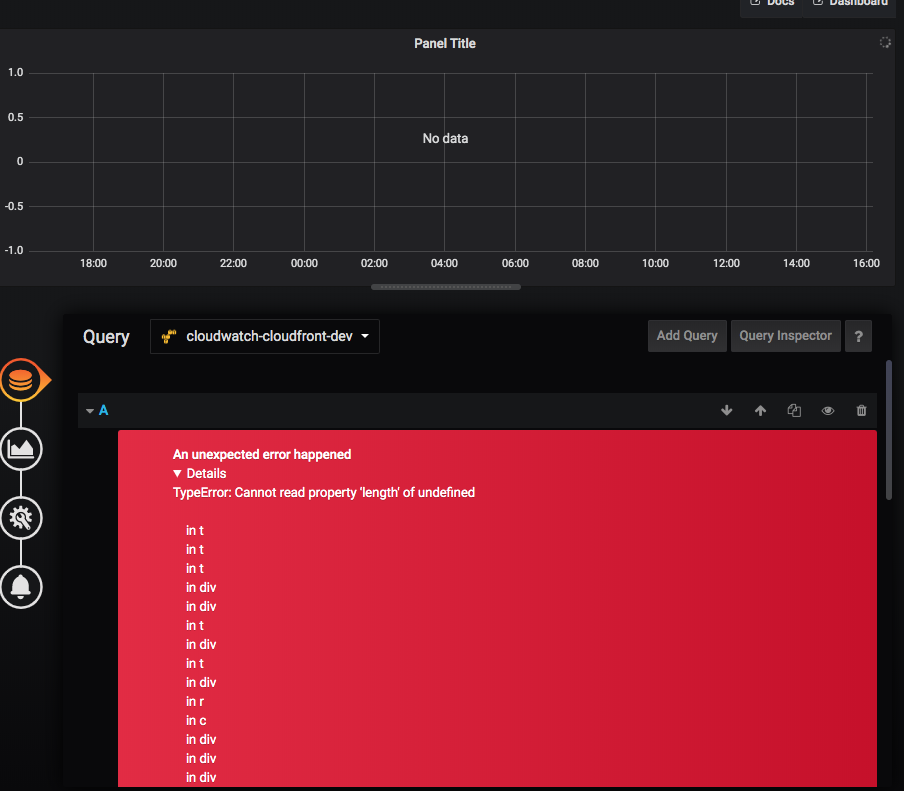 Cloudwatch Query Editor Crash When Switching From Cloudwatch To Influxdb · Issue 21361