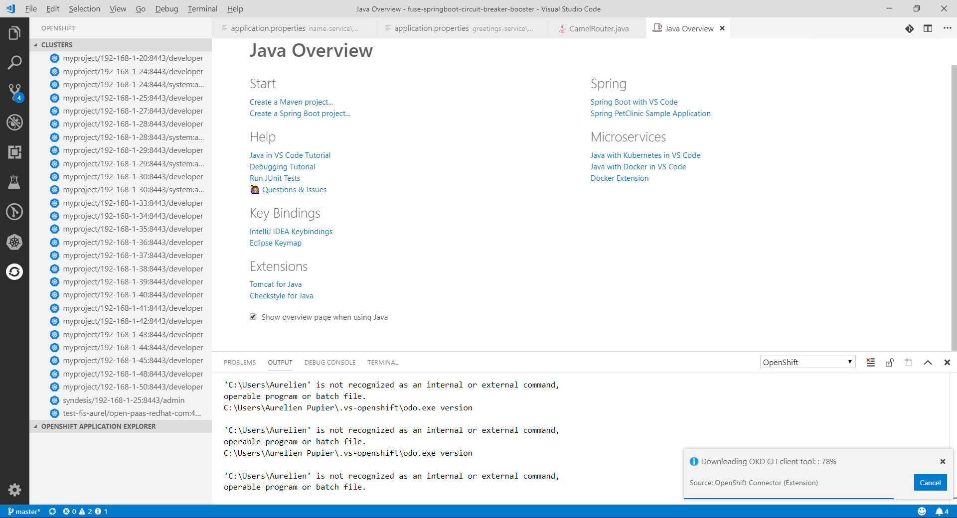 Double "double-dot" in progress message "Downloading OKD CLI Client tool: :XX%" · Issue #358 ...