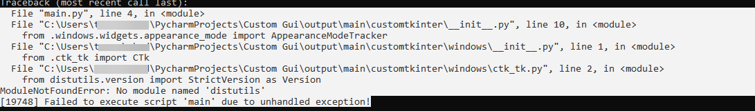 auto-py-to-exe error: No module named 'distuils' · Issue #868 · TomSchimansky/CustomTkinter · GitHub