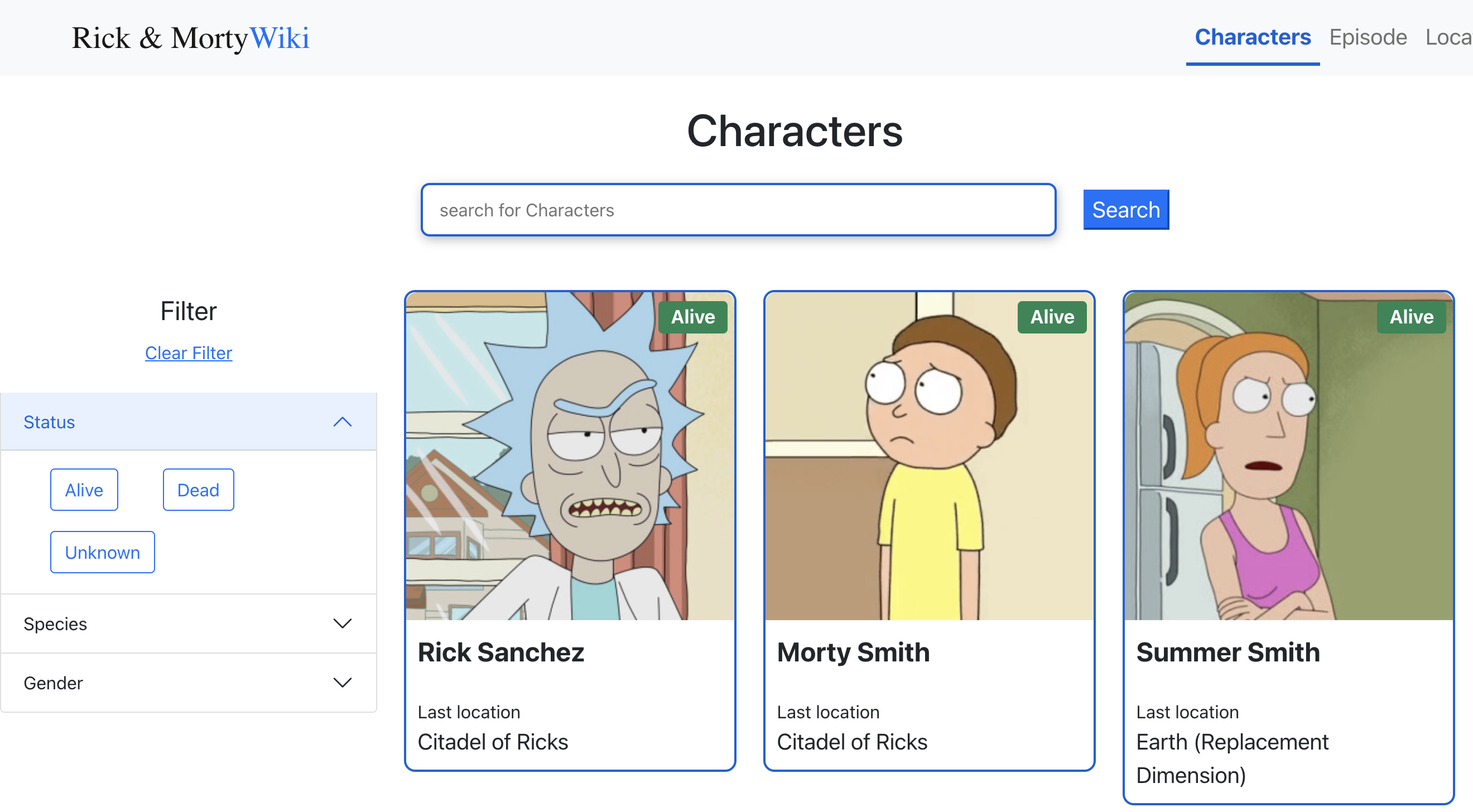 GitHub - Casp3rr/Rick-and-Morty-Wiki: A wiki page for rick and morty, which contains all ...
