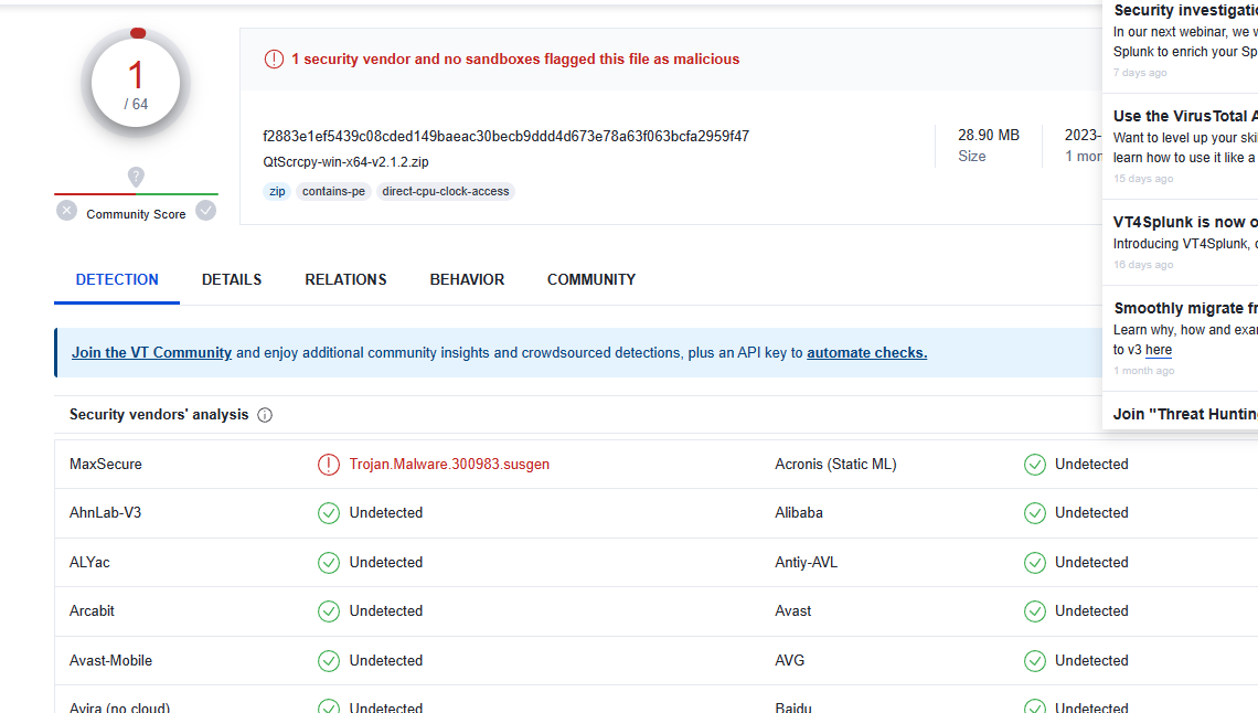 Olá, o arquivo tem Vírus · Issue #785 · barry-ran/QtScrcpy · GitHub