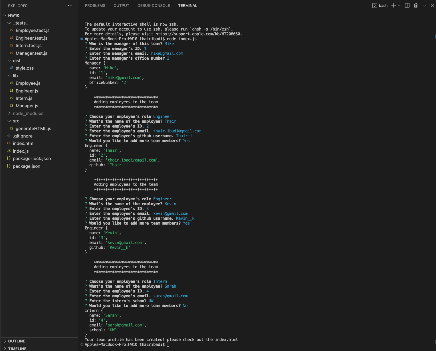 GitHub - Thair-i/Team-profile-generator