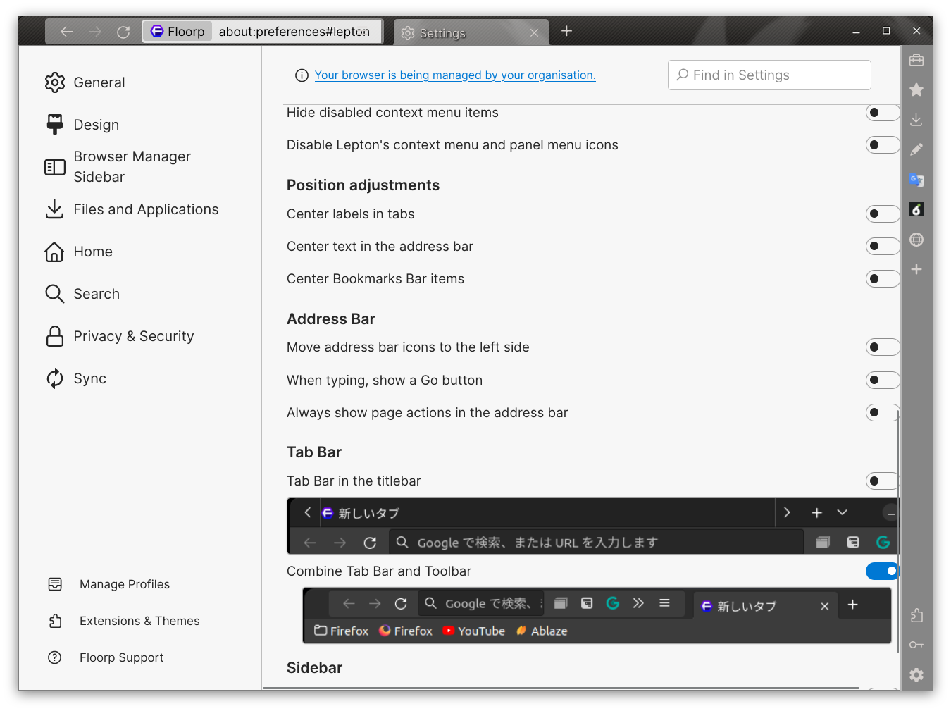 [Bug] Merged Toolbar and Tabs Bar (in Lepton) has oversized address bar ...
